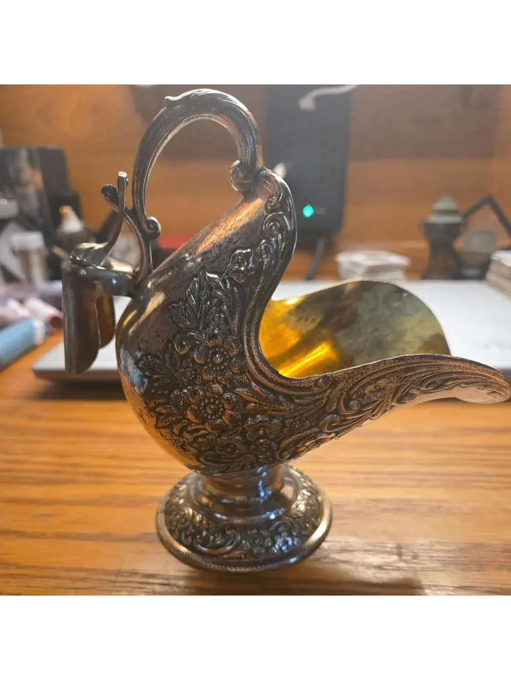 Other | Lenard Silverplate Antique Silver Plate Gold Wash Sugar Scuttle ...